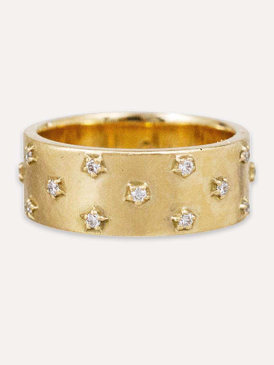 14K Cosmic Diamond Cigar Band